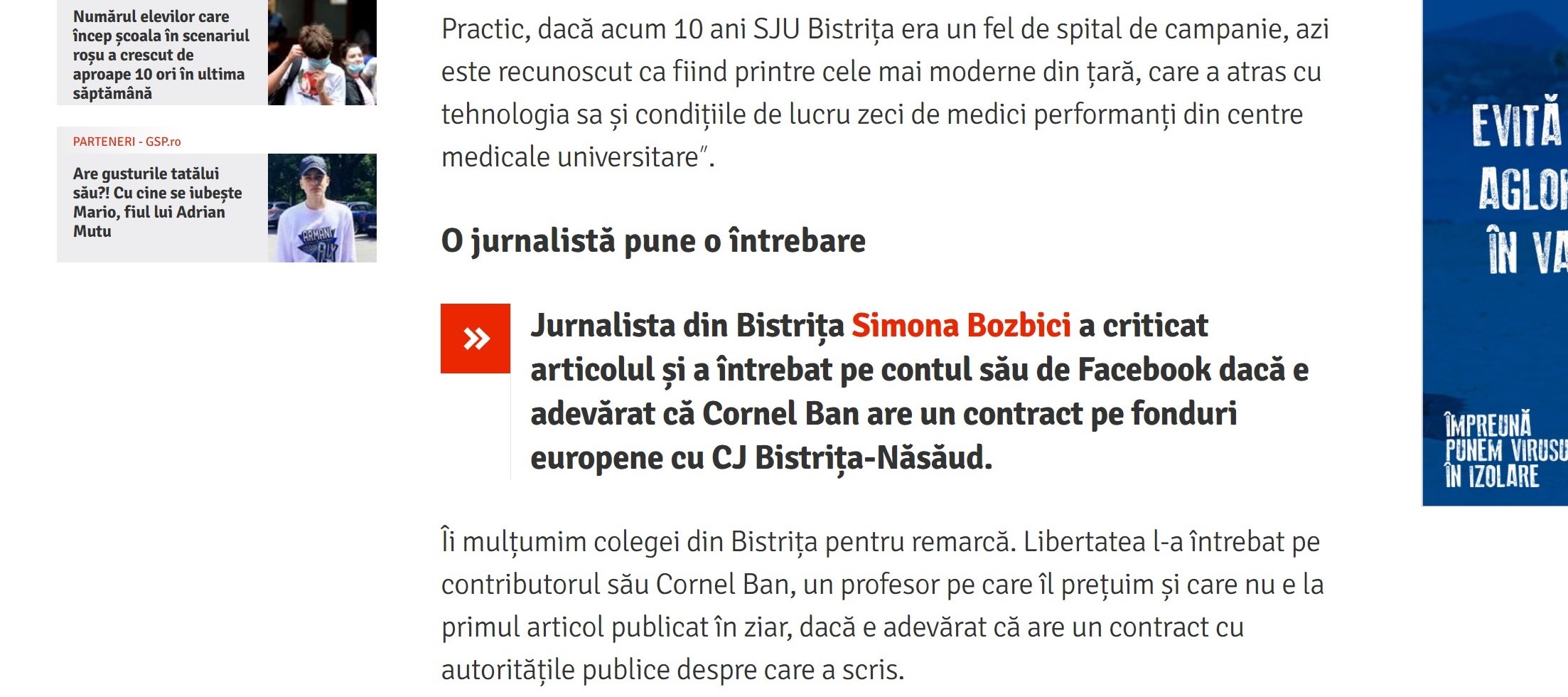 Ziarul Libertatea ne-a dat dreptate: Cornel Ban, autorul articolului ...